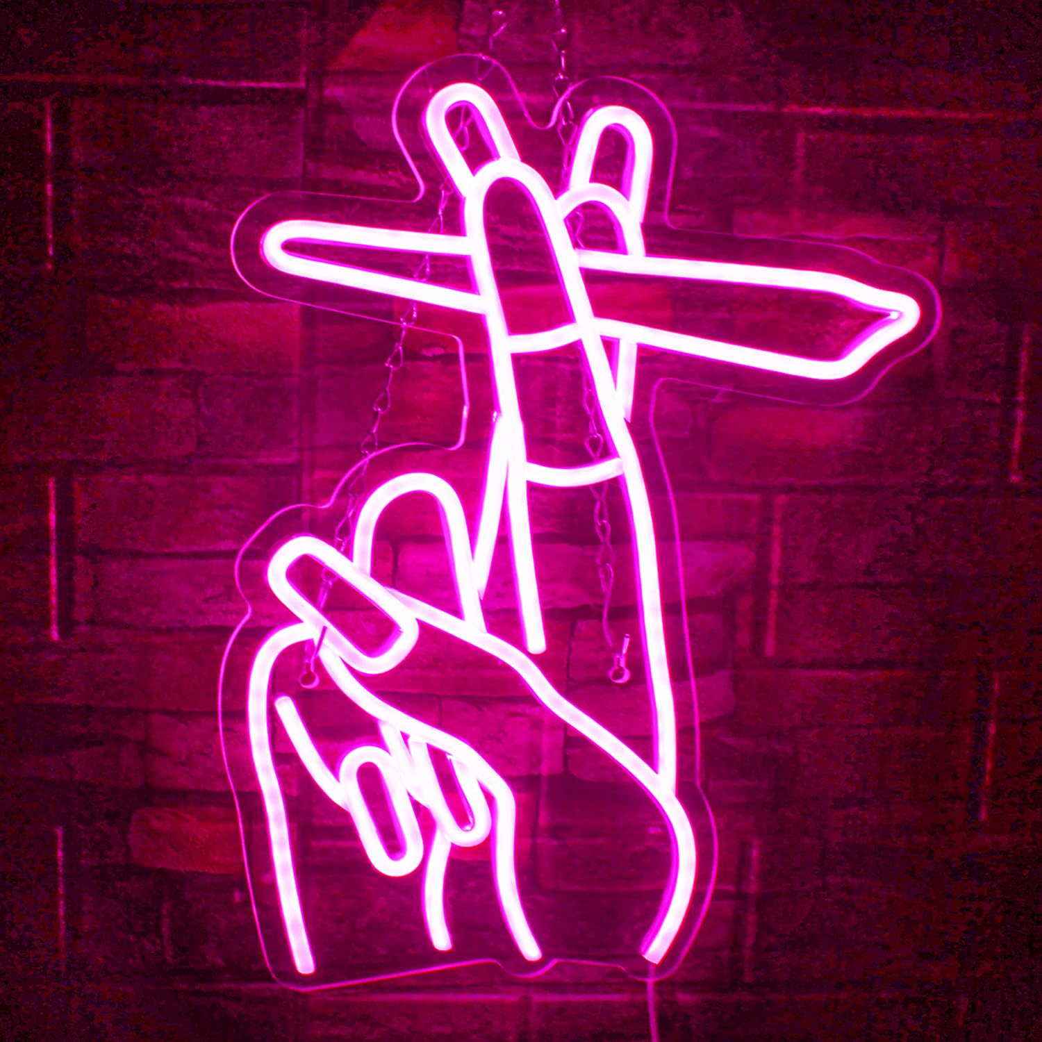 Hand Neon Signs - Pink LED Wall Decor for Bedroom, Living Room – Sunicol